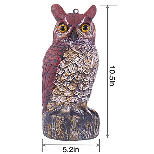 TaiBest 3 Pack Fake Horned Owl Statue for Outdoor Use,Plastic Owl with Reflective Tape for Outdoor Garden Yard Decoration