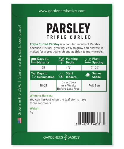 Curled Parsley Seeds for Planting Indoors and Outdoors Heirloom, Open-Pollinated, Non-GMO Curly Herb Variety- Great for Home Gardens and More by Gardeners Basics
