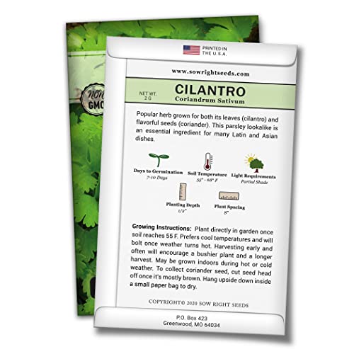Sow Right Seeds - 5 Herb Seed Collection - Genovese Basil, Chives, Cilantro, Italian Parsley, and Oregano Seeds for Planting and Growing a Home Vegetable Garden; Fresh Assortment Herbal Variety Pack