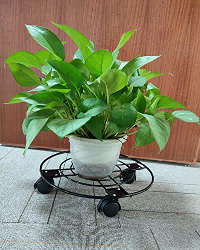 Outdoor rolling Planter Casters,Plant Caddy with Wheels Iron Large Potted Plant Stand Holder Move Around Indoor Outdoor Garden Patio Flower Pot Planter Adjustable Rolling with Locking 13" 2 pcs
