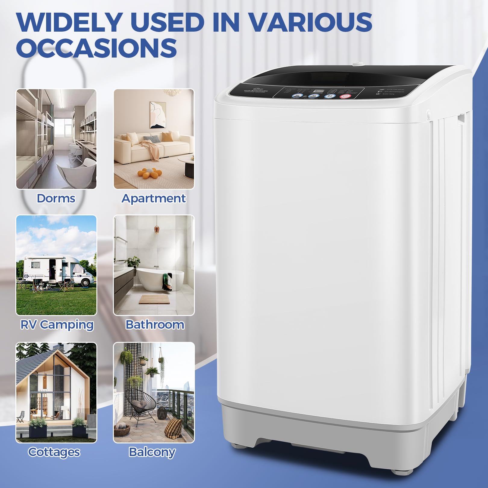 Nictemaw Portable Washing Machine 17.8Lbs Large Capacity 2.4 Cu.ft Portable Washer Machine with 10 Programs and 8 Water Levels Selections Mini Washing Machine for Apartment, Home, Dorms, Rv