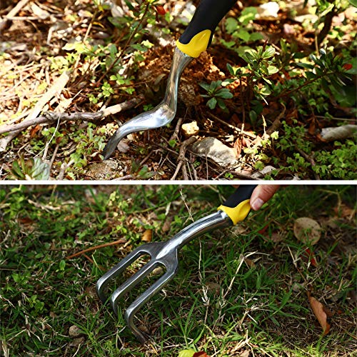 MorTime Set of 5 Garden Tool Set, Aluminum Gardening Work Kit with Soft Rubber Ergonomic Handle Hand Tools Succulent Tool Set Outdoor Gardening Tools