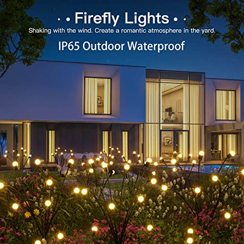 CRILEAL 8LED Solar Powered Firefly Lights,Solar Lights Outdoor Waterproof,Starburst Swaying Solar Firefly Lights, Firefly Garden Lights for Path Landscape Outdoor Decorative Lights White Warm 4Pack