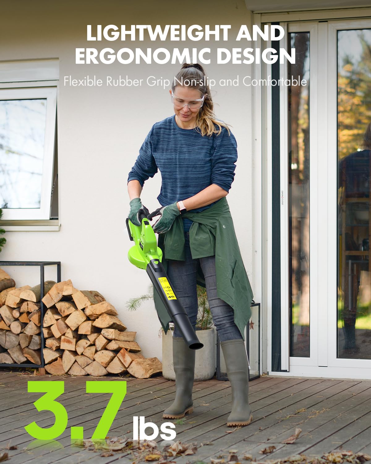 Leaf Blower Cordless with Battery and Charger - Anykit Electric Leaf Blowers Battery Operated, Lightweight 20V 2 Speed Modes Handheld Blower for Lawn Care Green