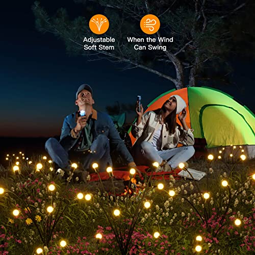 CRILEAL 8LED Solar Powered Firefly Lights,Solar Lights Outdoor Waterproof,Starburst Swaying Solar Firefly Lights, Firefly Garden Lights for Path Landscape Outdoor Decorative Lights White Warm 4Pack
