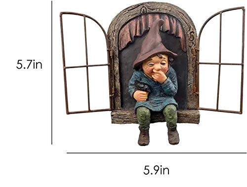 vomiceak Garden Gnome Statue, Elf Out The Door Tree Hugger -5.9 Inch, Funny Garden Tree Decoration, Patio Yard Lawn Porch Decoration