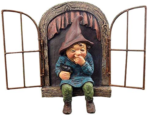 vomiceak Garden Gnome Statue, Elf Out The Door Tree Hugger -5.9 Inch, Funny Garden Tree Decoration, Patio Yard Lawn Porch Decoration