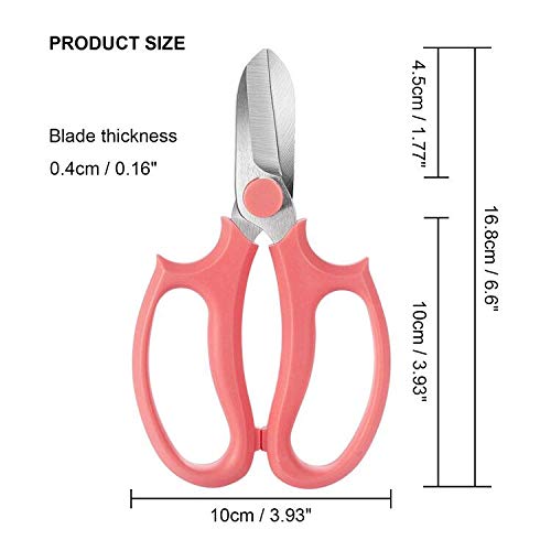 Jasni Garden Pruning Shears Scissors with Comfort Grip Handle, Premium Steel Professional Floral Scissors, Perfect for Arranging Flowers, Pruning, Trimming Plants, Gardening Tool (Pink)