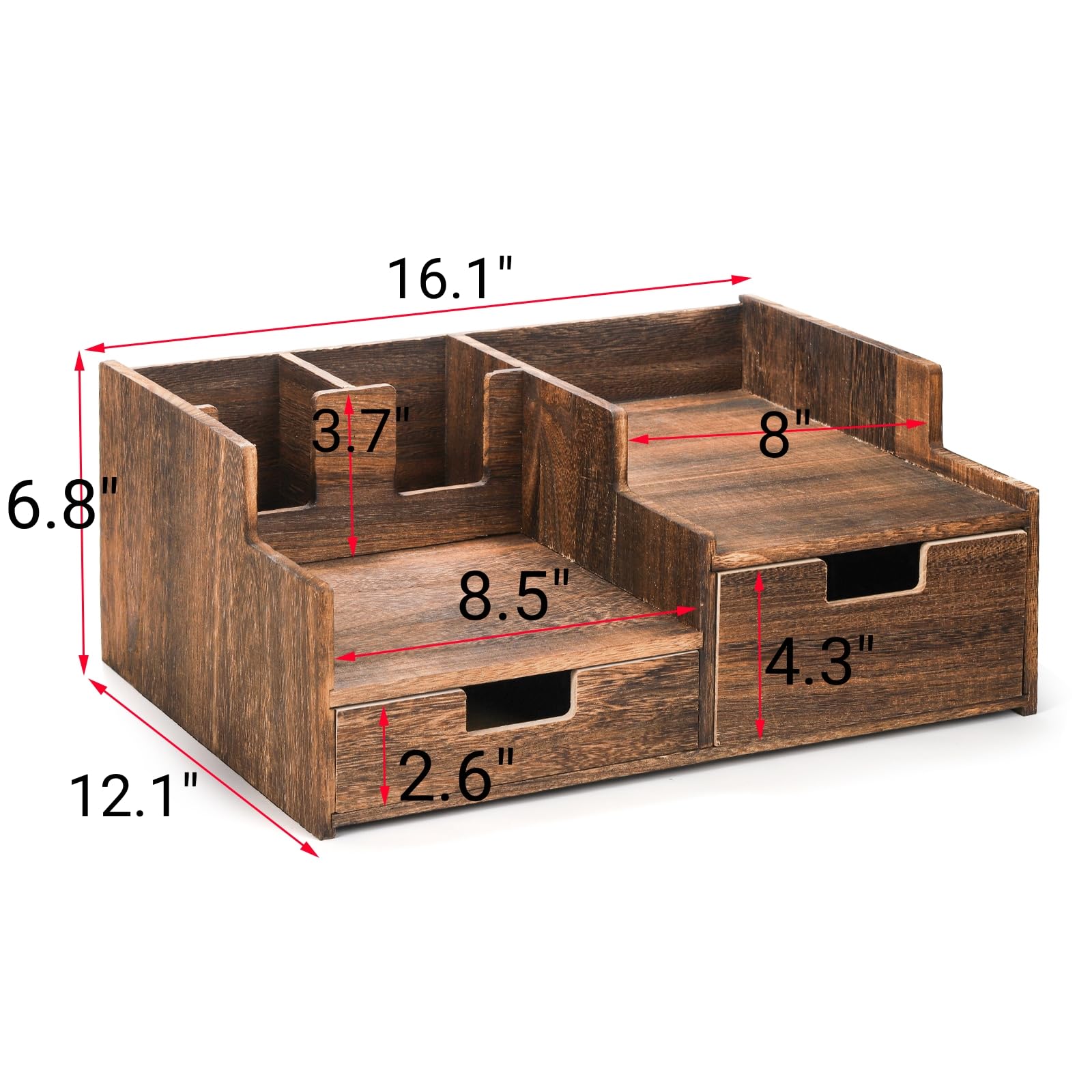Goaste Coffee Station Organizer with 2 Drawers, Wooden Coffee Bar Accessories Organizer, Countertop K-Cup Storage Holder, Coffee Pods Storage Box, Tea Bag Condiment Organizer for Home, Office