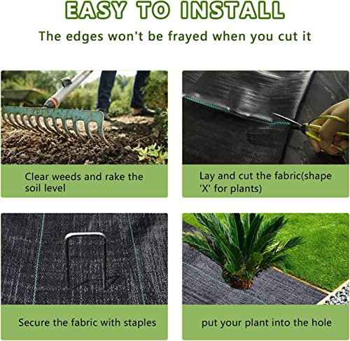 LGJIAOJIAO 3ftx50ft Weed Barrier Landscape Fabric Heavy Duty,Weed Block Gardening Ground Cover Mat, Weed Control Garden Cloth ,Woven Geotextile Fabric for Underlayment,Commercial Driveway Fabric