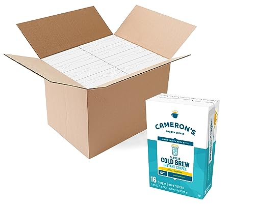 Cameron's Coffee Classic Cold Brew Instant Single Serve Sticks, Medium Roast, 128 Count (Pack of 8)