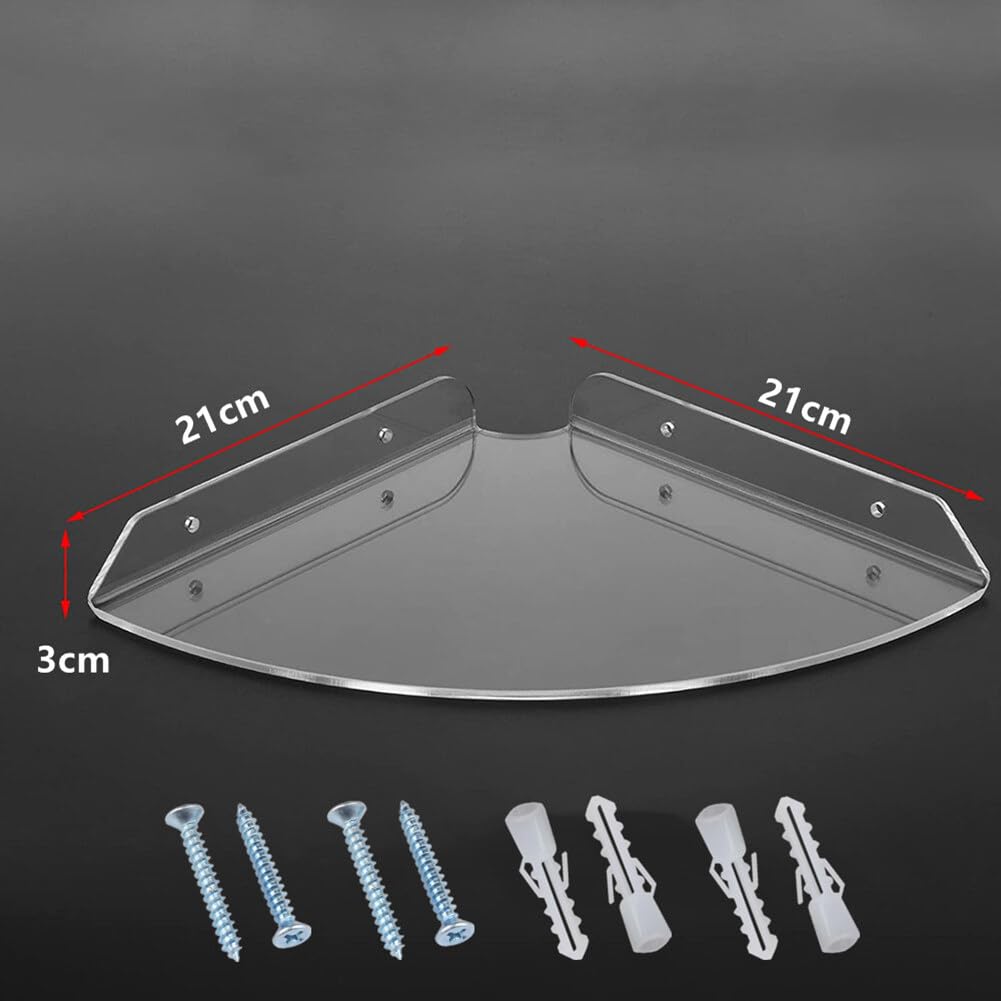 Ztexkee Acrylic Corner Floating Shelves, 2 Pack Acrylic Wall Mount Floating Corner Shelves Wall Storage Display Organizer for Bathroom Bedroom Living Room Kitchen Home Decor