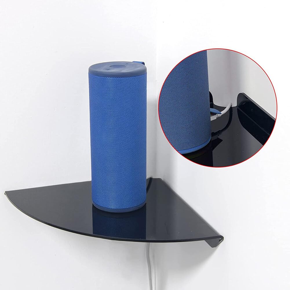 Ztexkee Acrylic Corner Floating Shelves, 2 Pack Acrylic Wall Mount Floating Corner Shelves Wall Storage Display Organizer for Bathroom Bedroom Living Room Kitchen Home Decor