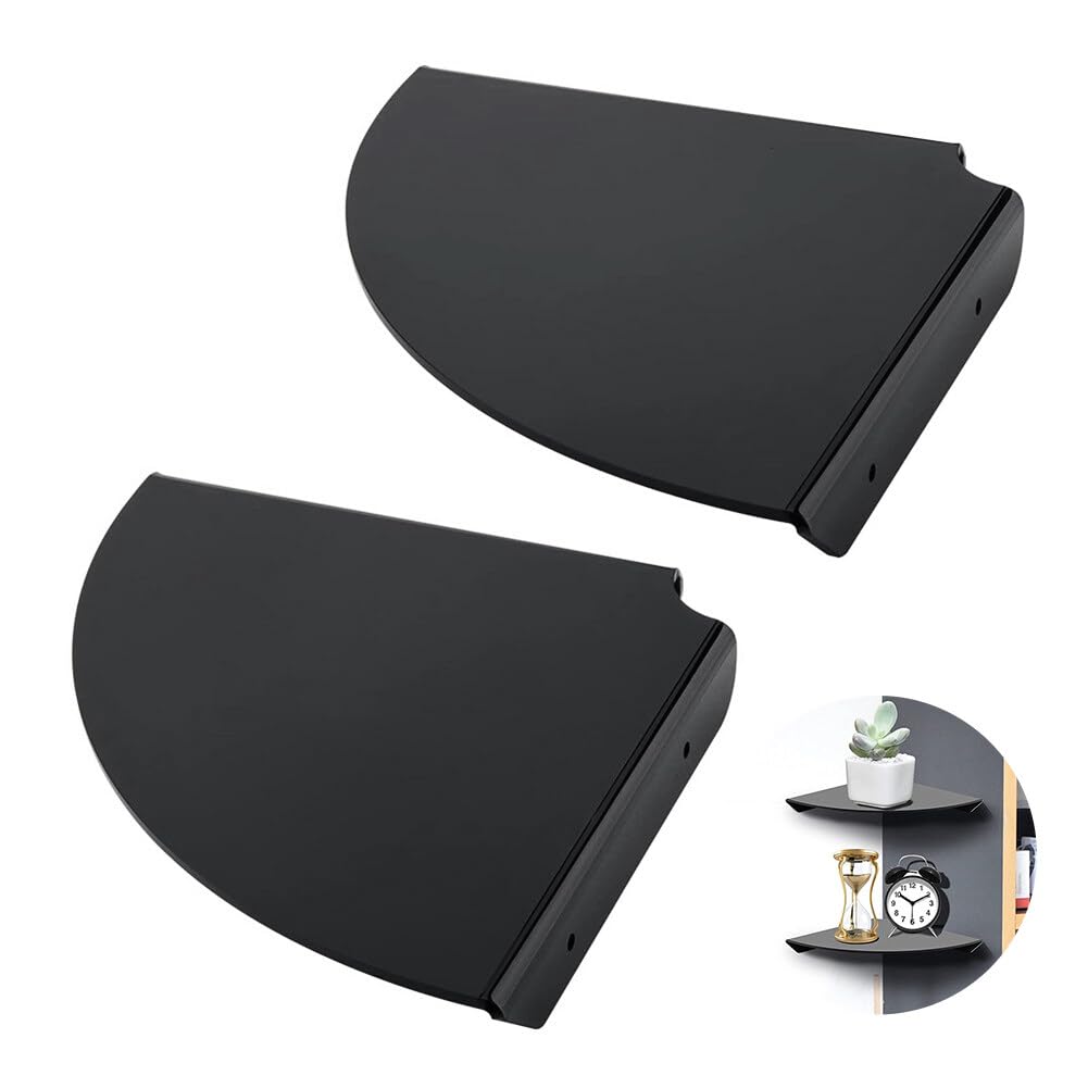 Ztexkee Acrylic Corner Floating Shelves, 2 Pack Acrylic Wall Mount Floating Corner Shelves Wall Storage Display Organizer for Bathroom Bedroom Living Room Kitchen Home Decor