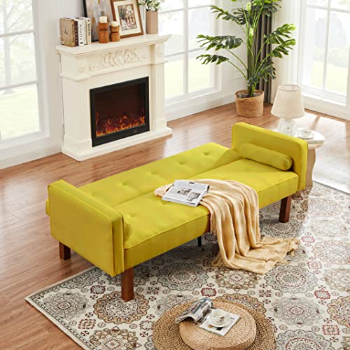 YUNLife&Home 3 in1 Upholstered Convertible Futon Sofa Bed,Adjustable Loveseat Sleeper Sofá Daybed,Compact Foldable Recliner,Comfy 2 Seaters,Reversible Love Seat Couch Sofabed,600lb Capacity