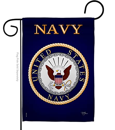Breeze Decor US Navy Garden Flag USN Armed Forces Seabee Official Licensed United State American Military Veteran Retire Decorative, 13"x 18.5", Memorial Day Gifts Made in USA
