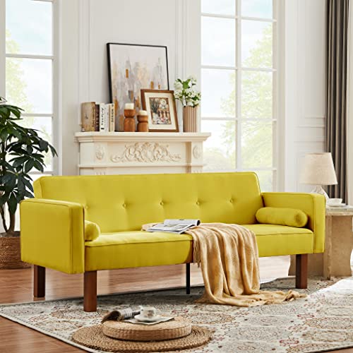 YUNLife&Home 3 in1 Upholstered Convertible Futon Sofa Bed,Adjustable Loveseat Sleeper Sofá Daybed,Compact Foldable Recliner,Comfy 2 Seaters,Reversible Love Seat Couch Sofabed,600lb Capacity