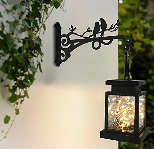 Qktxktzy Multipurpose Hanging Basket Plant Brackets Outdoor Indoor, Heavy Duty Solid Steel Plant Hangers, Wall Mounted Lantern Hooks for Garden Plants Flower Light Bird Feeder, Pack of 2 Black