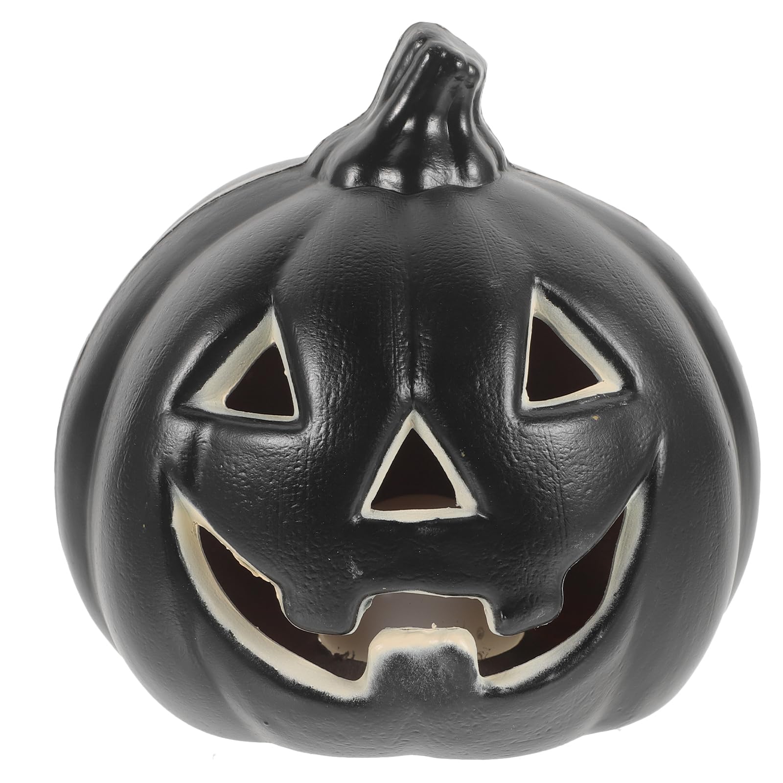 Uonlytech Halloween Pumpkin Lights Battery Operated Black Jack-o-Lantern Light Flameless Candles Pumpkin Lamp Decoration for Halloween Party Favor Decoration (Without Batteries)