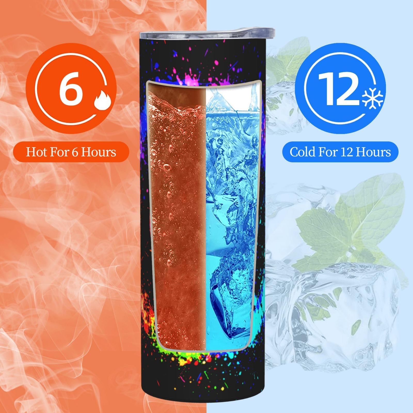 Mount Hour Rainbow Peace Stainless Steel Insulated Tumbler 20 OZ, Coffee Mug Cup with Splash-Proof Lid and Straw for Car Home Office Outdoor Travel