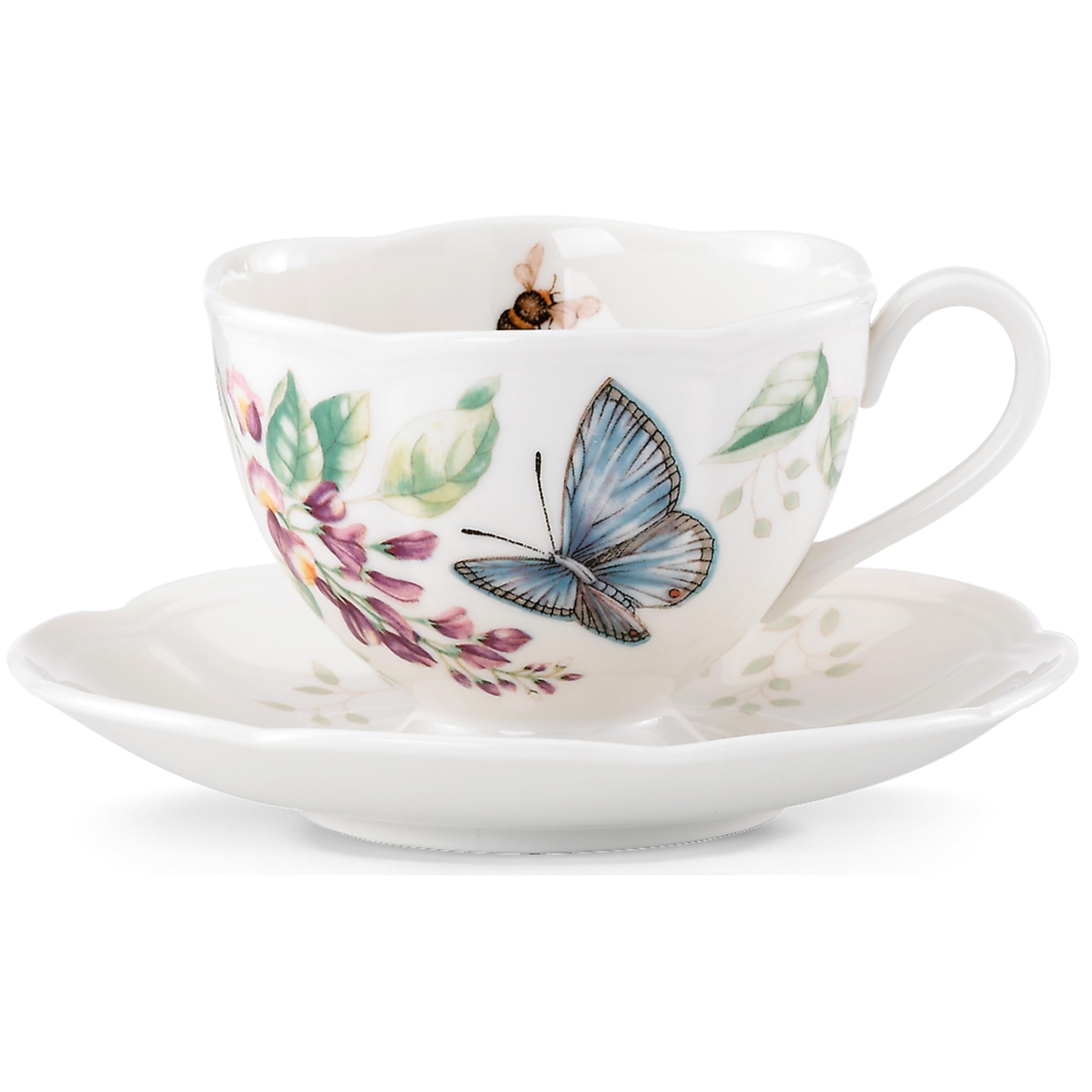 Lenox Meadow Cup and Saucer, 1.3 LB, Blue Butterfly