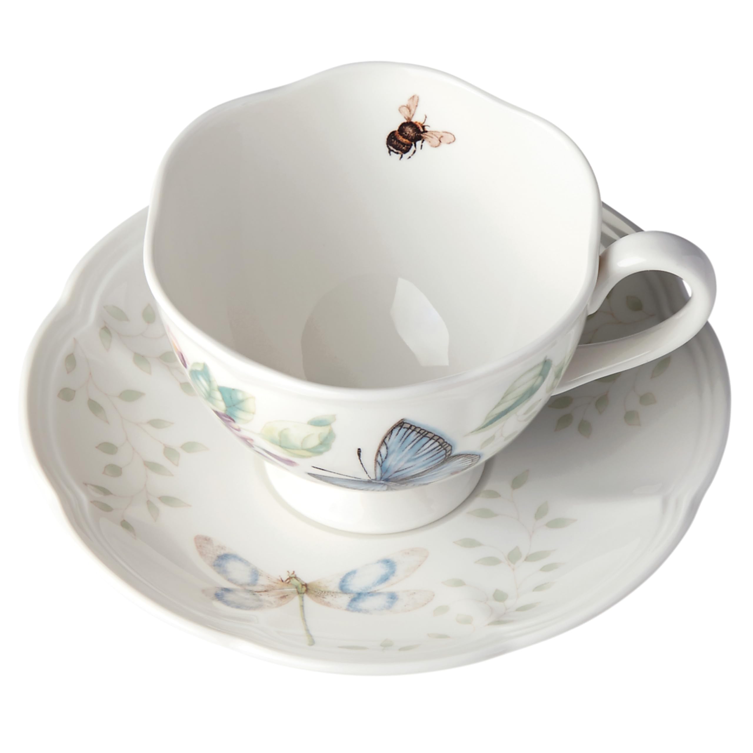 Lenox Meadow Cup and Saucer, 1.3 LB, Blue Butterfly