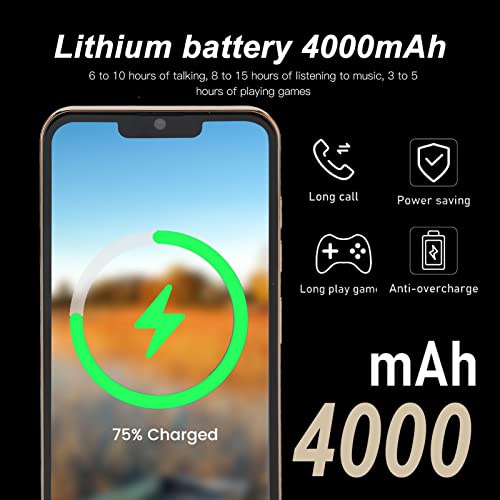 PUSOKEI Unlocked Cell Phone, 4G Mobile Phone, Android12 Smartphone, 6.1 IPS HD Screen, 4GB RAM 64GB ROM, Dual Camera 32MP+8MP, 5G WiFi, Dual SIM, Face Recognition, 4000mAh Battery (Gold)