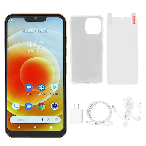 PUSOKEI Unlocked Cell Phone, 4G Mobile Phone, Android12 Smartphone, 6.1 IPS HD Screen, 4GB RAM 64GB ROM, Dual Camera 32MP+8MP, 5G WiFi, Dual SIM, Face Recognition, 4000mAh Battery (Gold)