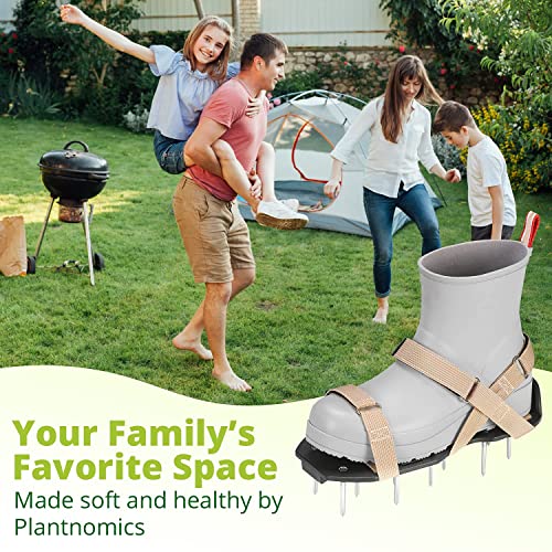 PLANTNOMICS Lawn Aerator Shoes with Hook-and-Loop Straps, User Manual, Wrench β Pre-Assembled, Fully Adjustable, One-Size-Fits-All β Lawn and Garden Tool Reduces Thatch, Revives Soil Health, Camel