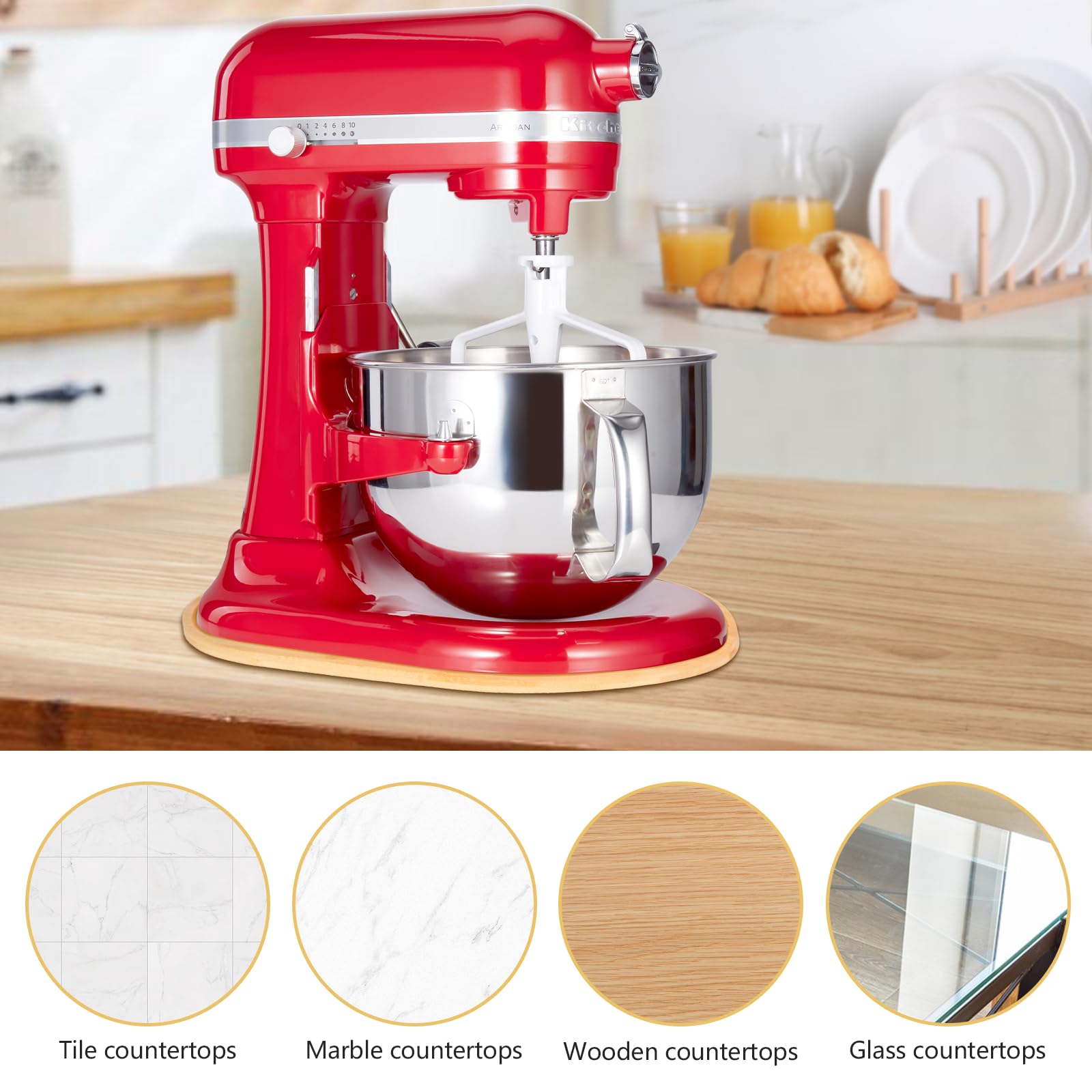 Mixer Sliding Slider Compatible with KitchenAid Bowl Lift Mixer - Bamboo Kitchen Countertop Storage Mover Sliding Caddy Moving Tray for Kitchen Aid 5-8 Qt Stand Mixer, Professional 600 Stand Mixer
