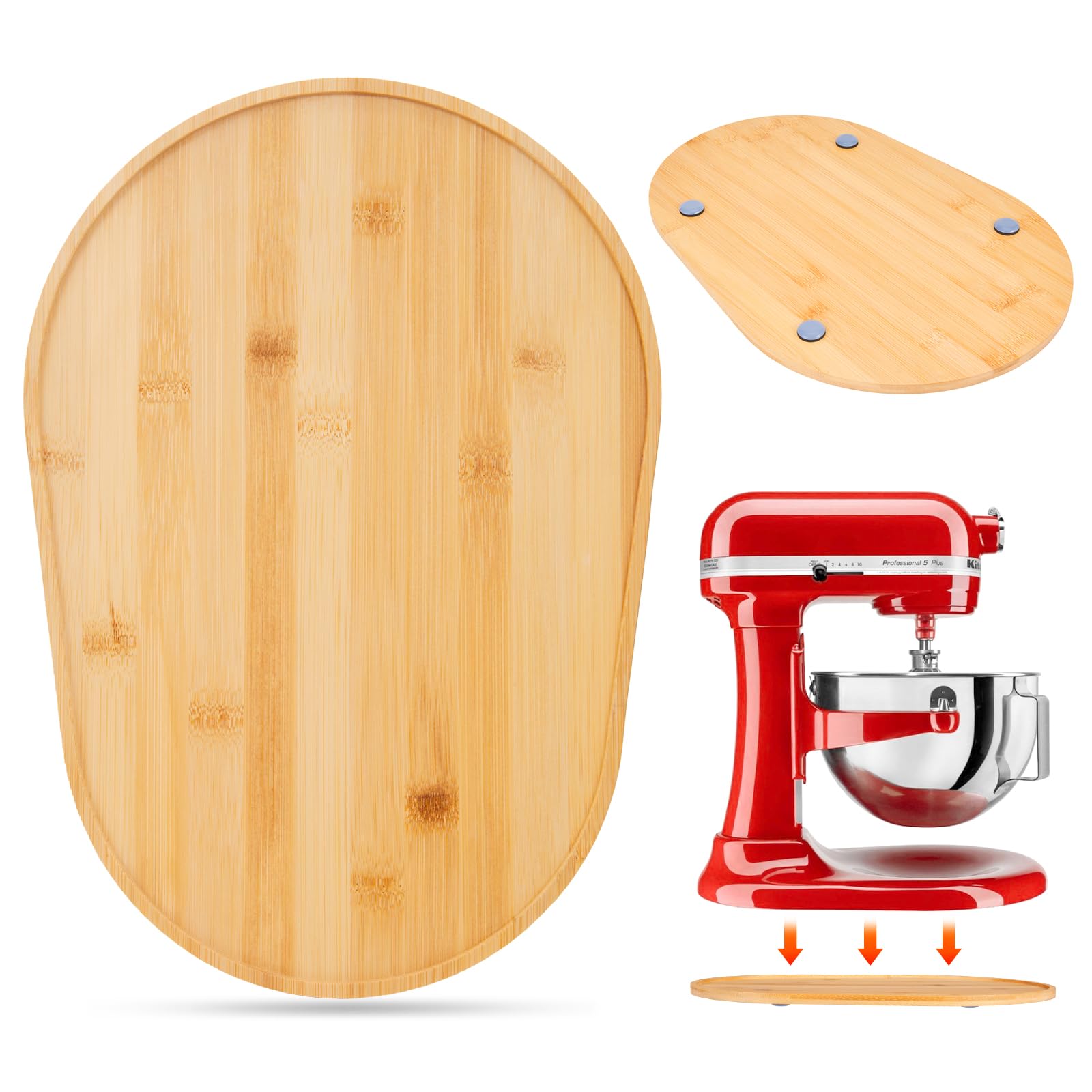 Mixer Sliding Slider Compatible with KitchenAid Bowl Lift Mixer - Bamboo Kitchen Countertop Storage Mover Sliding Caddy Moving Tray for Kitchen Aid 5-8 Qt Stand Mixer, Professional 600 Stand Mixer