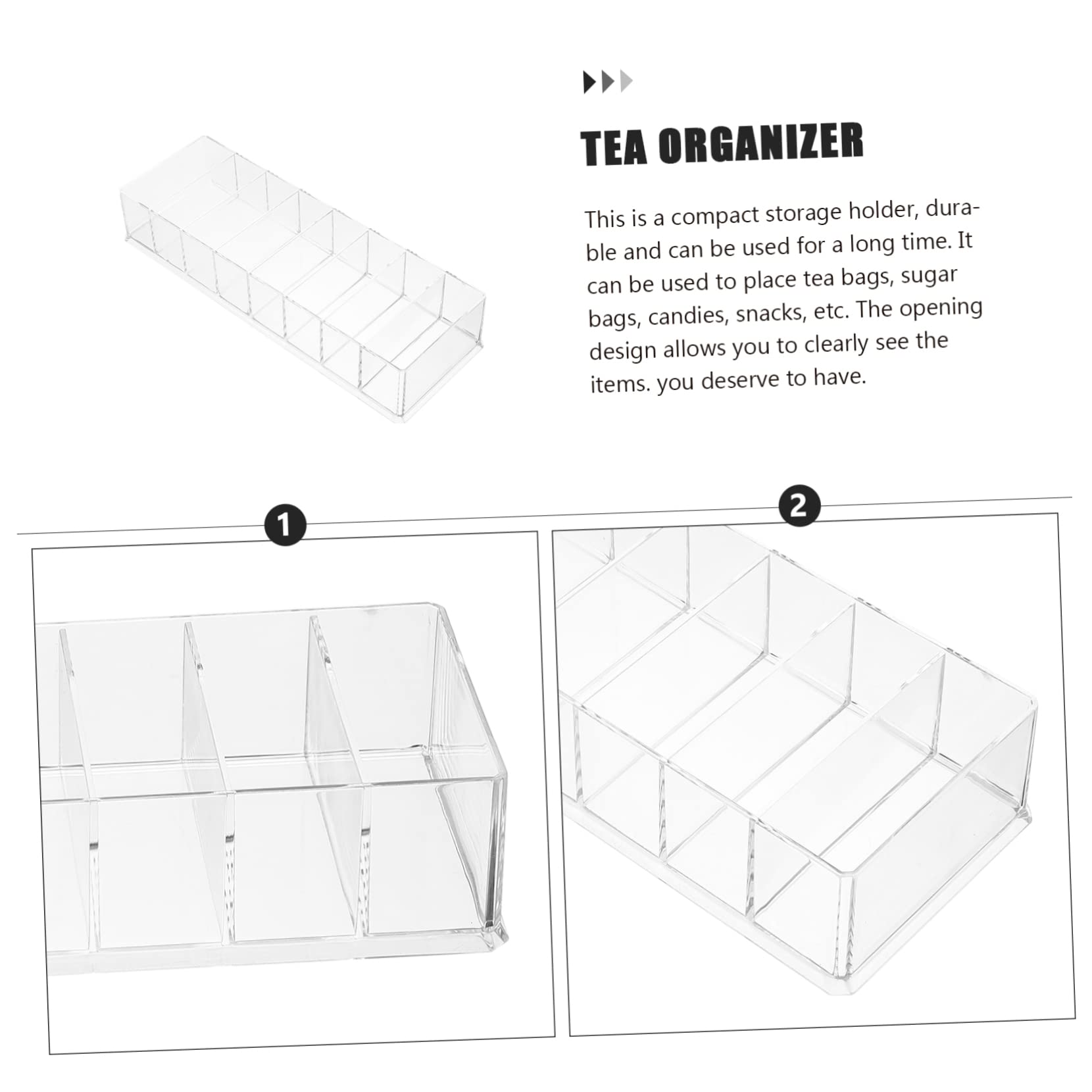 RORPOIR Tea Bag Organizer for Tea Bags Multi-grid Storage Box View Sturdy Plastic Tea Accessory for Household Coffee Organizer