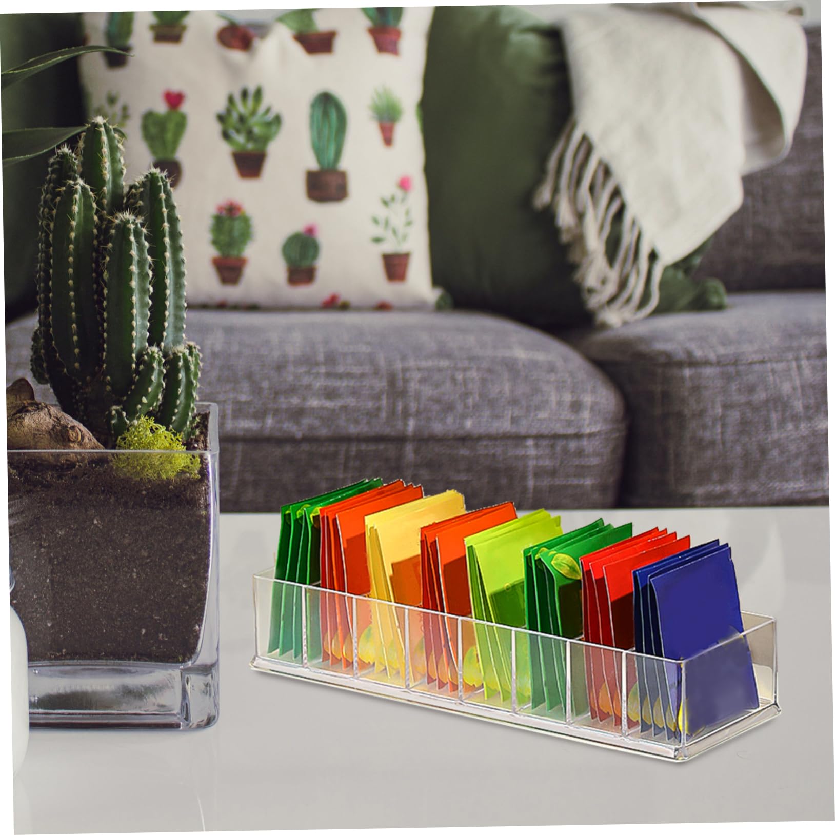 RORPOIR Tea Bag Organizer for Tea Bags Multi-grid Storage Box View Sturdy Plastic Tea Accessory for Household Coffee Organizer