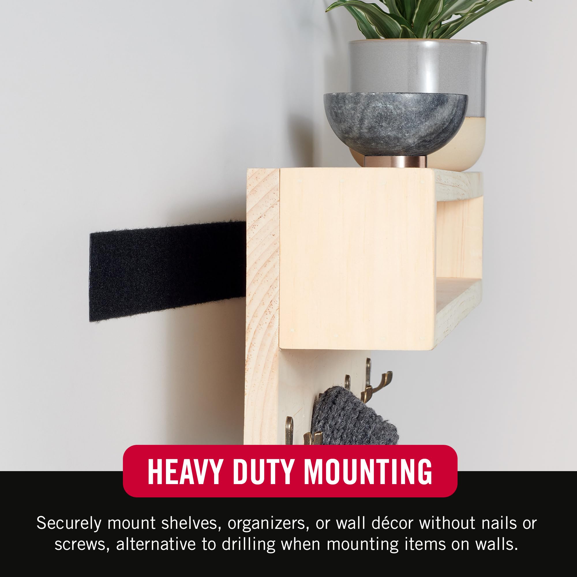 VELCRO Brand Heavy Duty Tape with Adhesive - Cut Strips to Length - Holds 10 lbs, Black - Industrial Strength Roll, Wide 10Ft x 2In - Strong Hold for Indoor or Outdoor Use