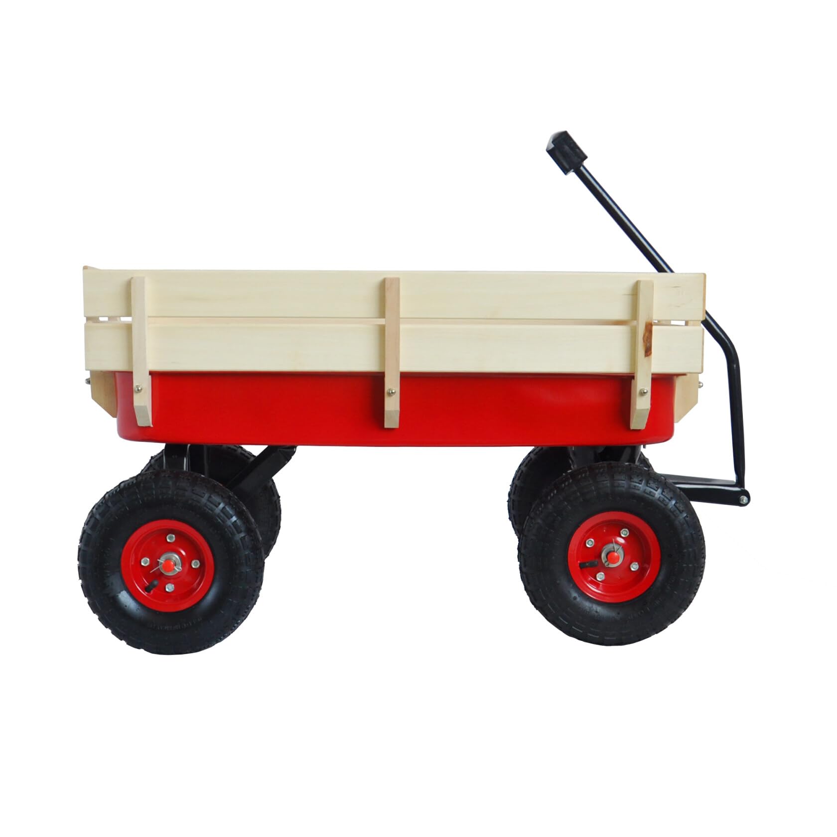 TRIPLE TREE Collapsible Folding Wagon, Push Pull Foldable Beach Wagon Cart with All-Terrain Wheels, Heavy Duty Utility Grocery Wagon for Outdoor Camping Garden Sport Shopping,Red+White