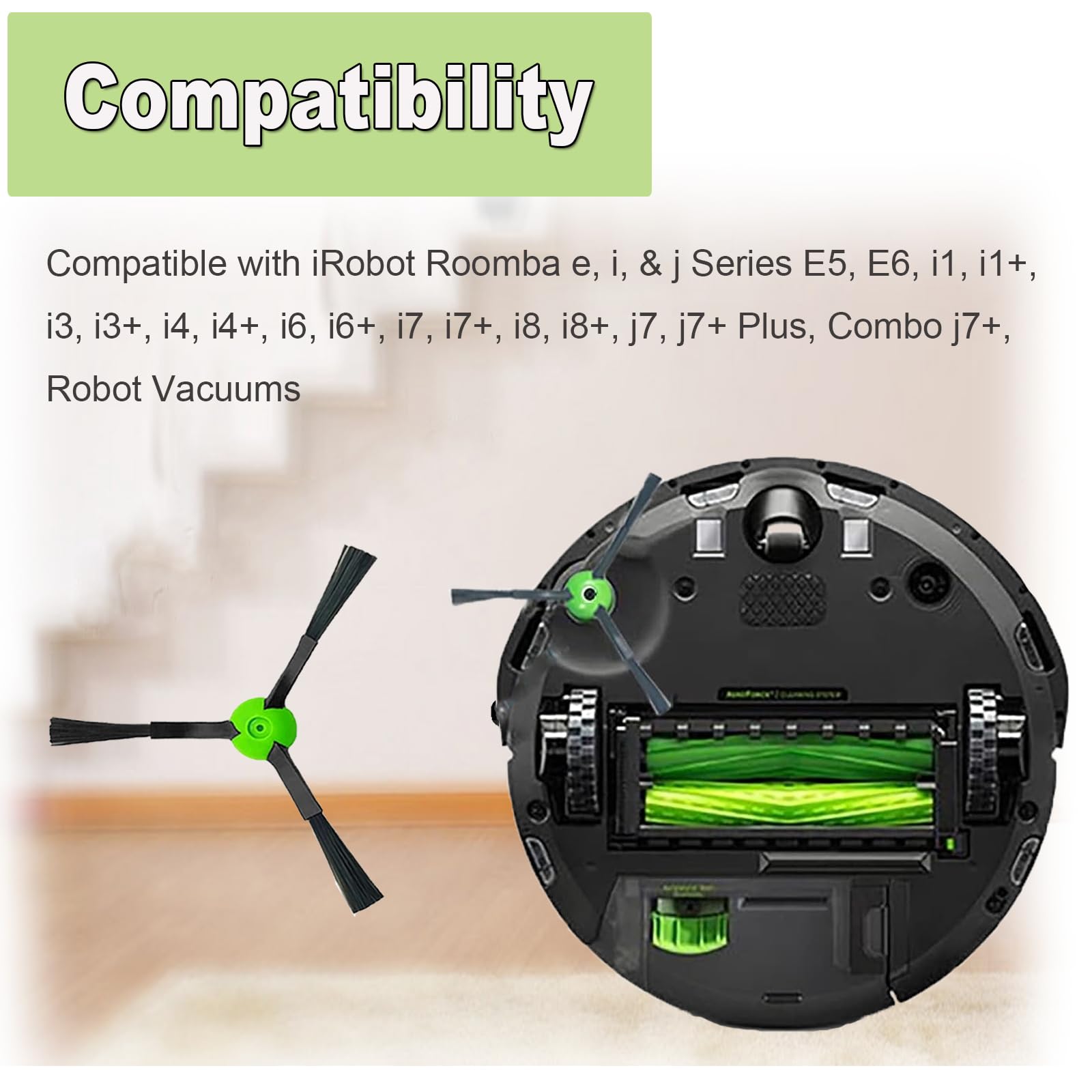 Dhoua 10 Packs Replacement Side Brushes Compatible with iRobot Roomba e, i, & j Series E5, E6, i1, i1+, i3, i3+, i4, i4+, i6, i6+, i7, i7+, i8, i8+, j7, j7+ Plus, Combo j7+,Robot Vacuums