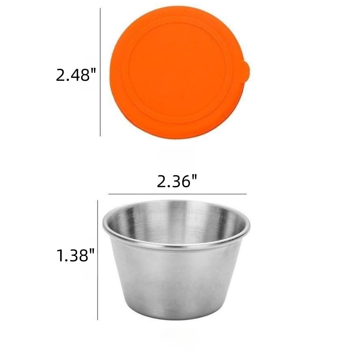 DREAM HORSE 9PCS Salad Dressing Container To Go, Airtight Leakproof Reusable Food Storage, Dipping Sauce Cups Set, Perfect for Snacks, Dips, and Meal Prep, Small Stainless Steel Dipping Sauce Cups