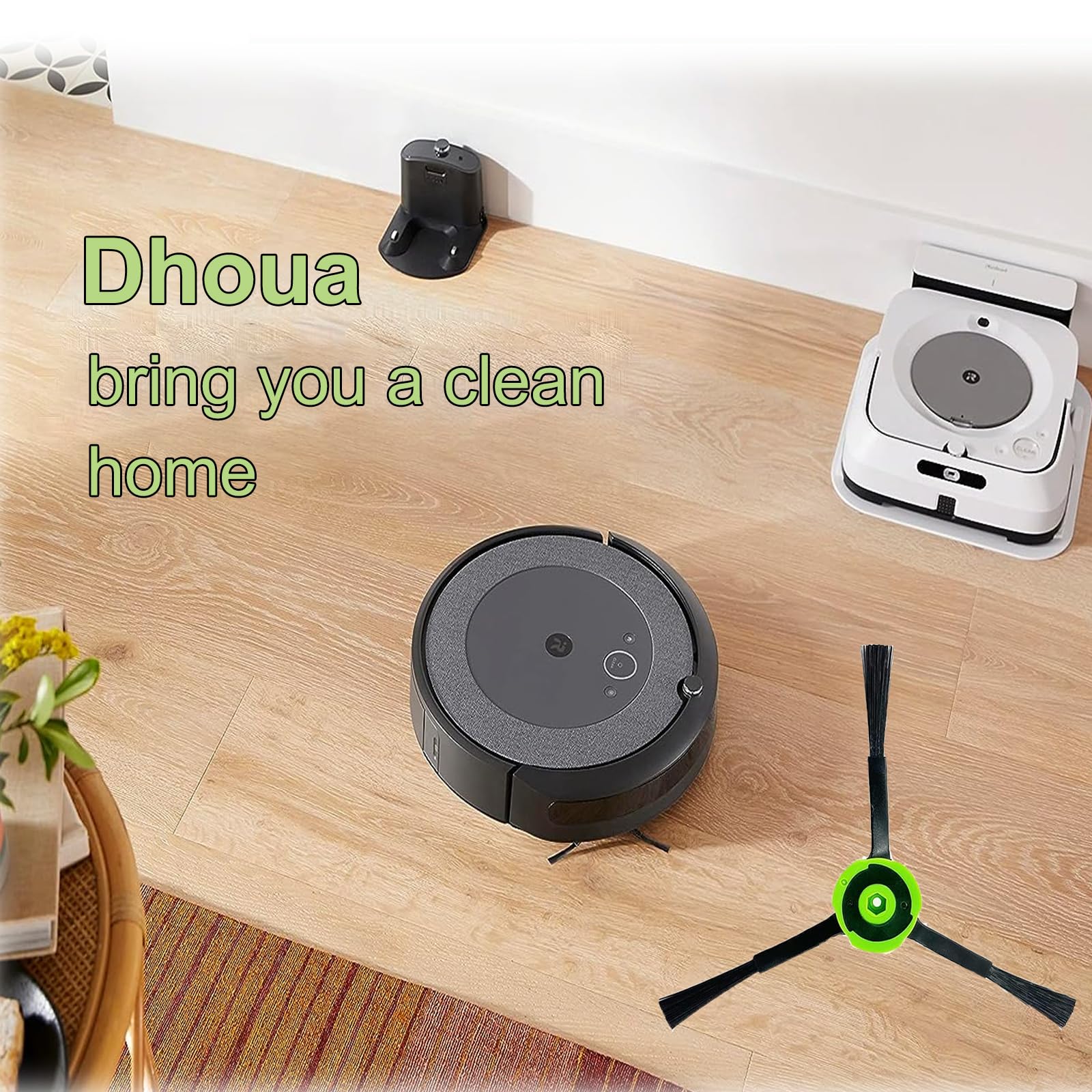 Dhoua 10 Packs Replacement Side Brushes Compatible with iRobot Roomba e, i, & j Series E5, E6, i1, i1+, i3, i3+, i4, i4+, i6, i6+, i7, i7+, i8, i8+, j7, j7+ Plus, Combo j7+,Robot Vacuums