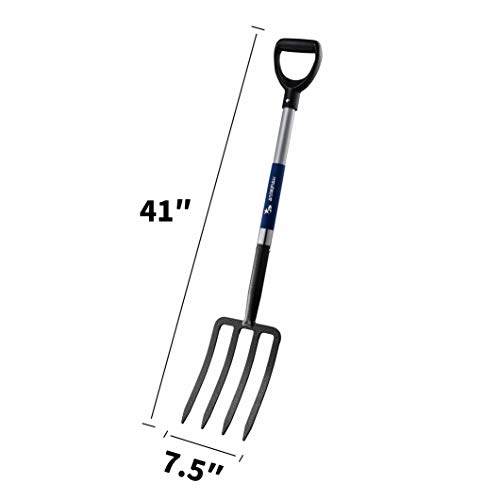 Mujocooker 4-Tine Spading Digging Fork, Garden Digging Spading Fork Forged Steel with D-Grip Handle 41β