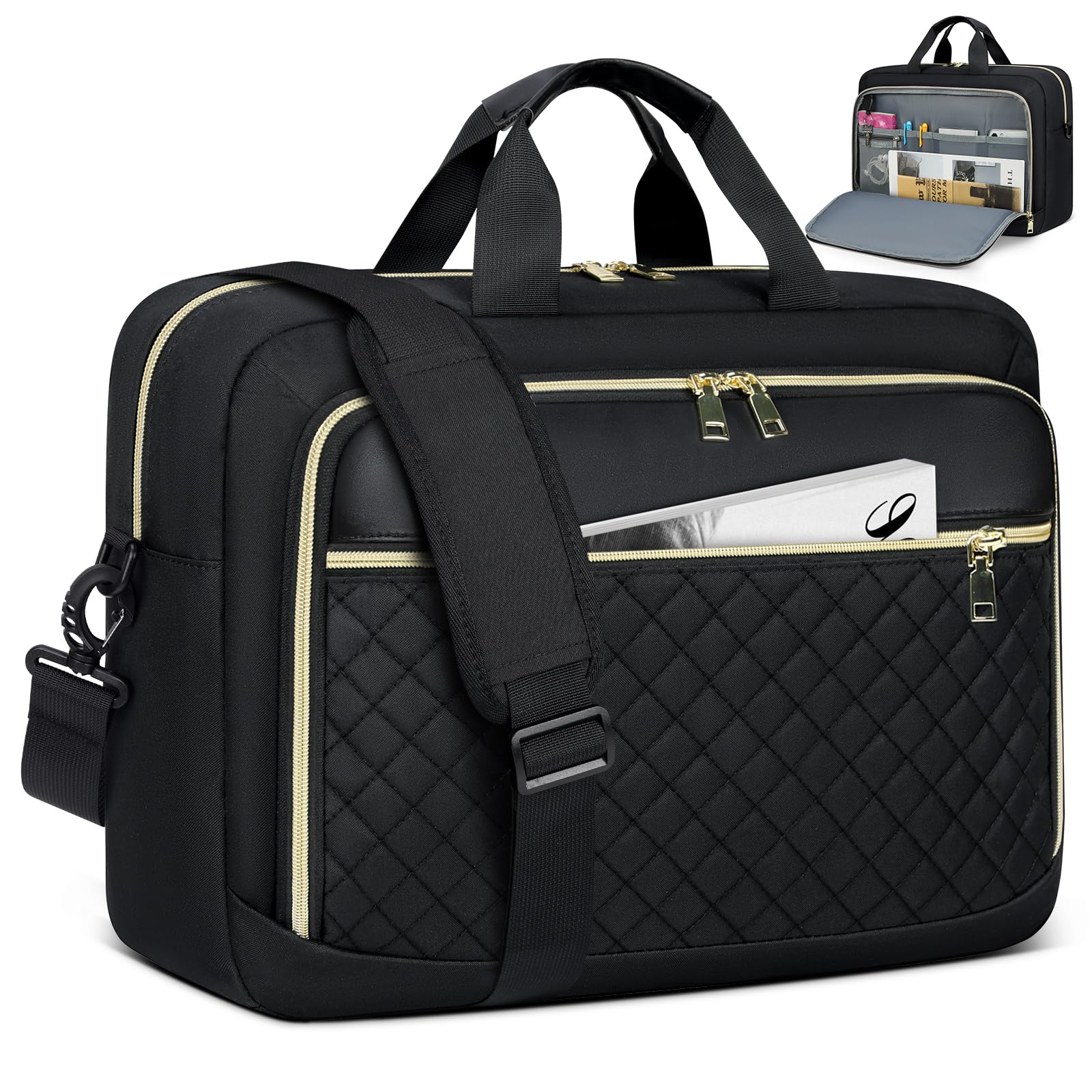 NEWHEY Laptop Bag 17.3 Inch Laptop Briefcase for Women Men Waterproof Shoulder Messenger Bag Large Computer Bag for Business Office Work College, Black