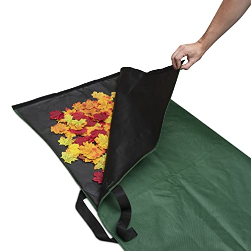 RUAFOX Garden Leaf Tarp With Handles Converts Into Reusable Yard Waste Bag 56.5β L x 56β W - Comes With Claw Garden Gloves
