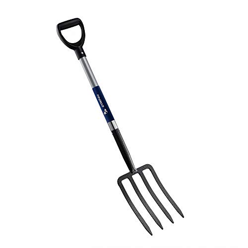 Mujocooker 4-Tine Spading Digging Fork, Garden Digging Spading Fork Forged Steel with D-Grip Handle 41β