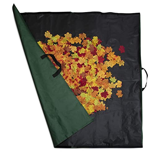 RUAFOX Garden Leaf Tarp With Handles Converts Into Reusable Yard Waste Bag 56.5β L x 56β W - Comes With Claw Garden Gloves