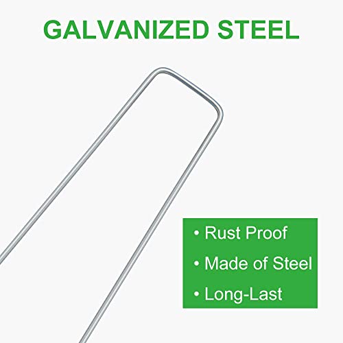 GROWNEER 100 Packs 6 Inches Heavy Duty 11 Gauge Galvanized Steel Garden Stakes Staples Securing Pegs for Securing Weed Fabric Landscape Fabric Netting Ground Sheets and Fleece