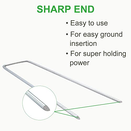 GROWNEER 100 Packs 6 Inches Heavy Duty 11 Gauge Galvanized Steel Garden Stakes Staples Securing Pegs for Securing Weed Fabric Landscape Fabric Netting Ground Sheets and Fleece