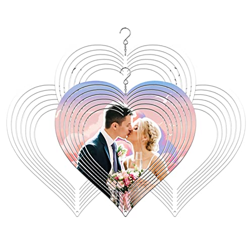 4Pack 10inch Sublimation Wind Spinner Blanks, 3D Aluminum Double Sided Sublimation Wind Powered Kinetic Sculpture for Yard and Garden Art(Heart)