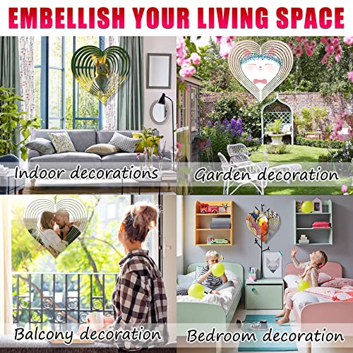 4Pack 10inch Sublimation Wind Spinner Blanks, 3D Aluminum Double Sided Sublimation Wind Powered Kinetic Sculpture for Yard and Garden Art(Heart)