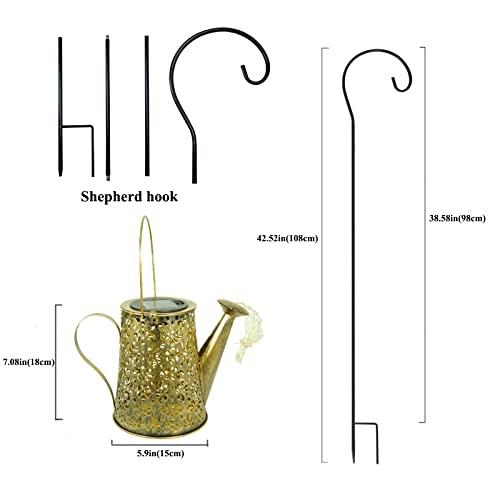 Anordsem Solar Garden Lights-Solar Watering Can with Cascading String Lights & Shepherd Hook Waterproof -Outdoor Garden Decor for Patio, Lawn, Yards, Backyard Decoration