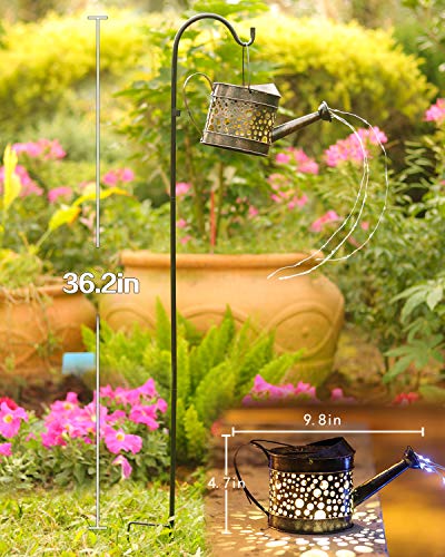 AMWGIMI Solar Garden Lights Pathway Outdoor,Dew Drop Water Can Garden Stake Metal Lights Decorative Yard Art Waterproof LED Garden Lights,for Patio Yard Walkway Pathway Lawn Decorations