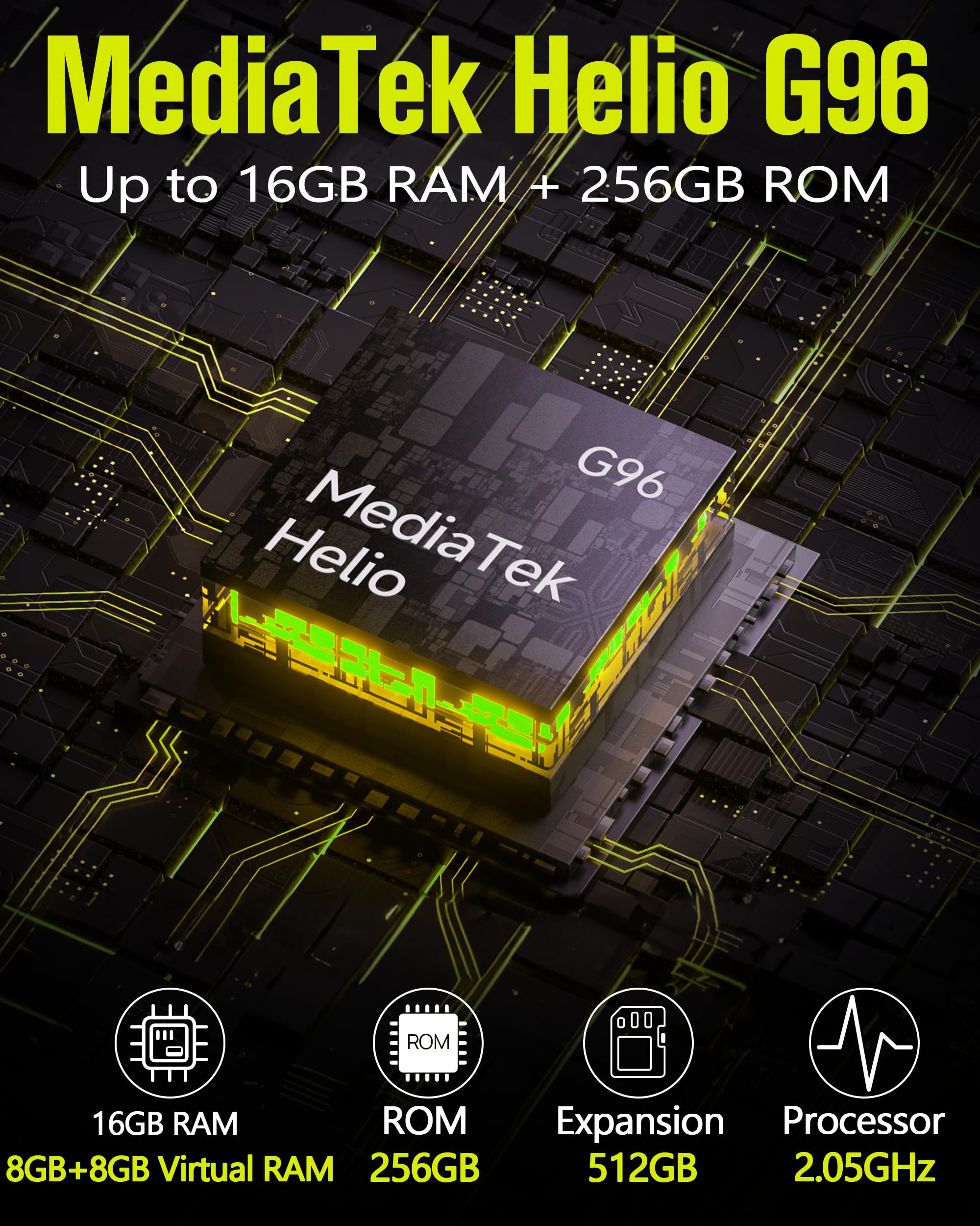 Ulefone Armor 22 Rugged Cell Phones, 16+256GB, 64MP+64MP Dual Cameras, Android 14, 6600mAh, 33W Fast Charging, 3-Card Sot Rugged Smartphone, Face/Fingerprint Unlock, NFC T-Mobile(Green)